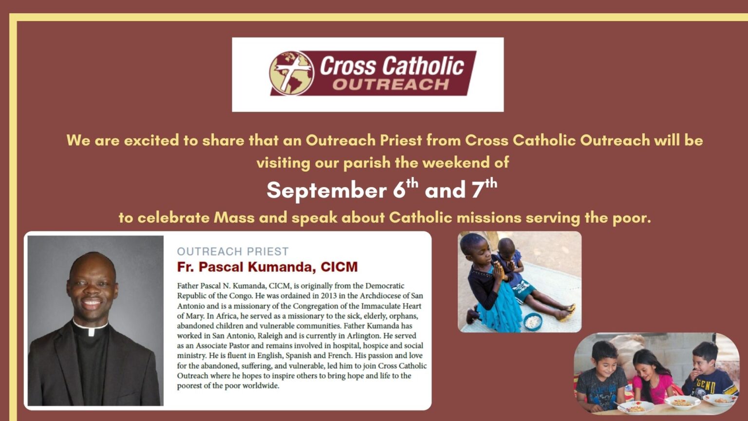 Cross Catholic Outreach w/ Fr. Pascal Kumanda – Santiago de Compostela Church